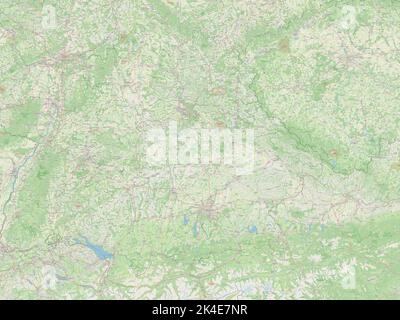 Bayern, region of Germany. Open Street Map. Locations and names of ...