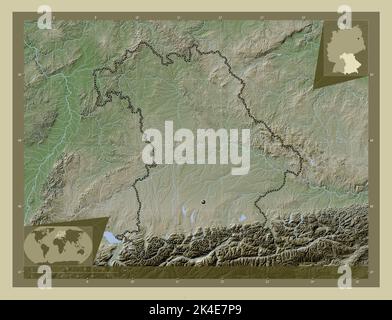 Bayern, region of Germany. Elevation map colored in wiki style with ...