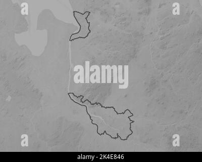 Bremen, state of Germany. Grayscale elevation map with lakes and rivers ...