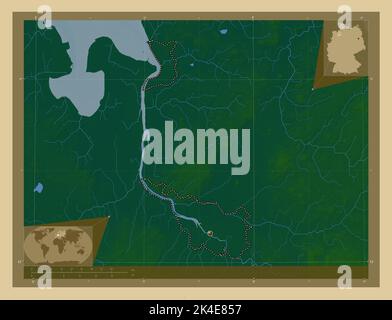 Bremen, state of Germany. Colored elevation map with lakes and rivers ...
