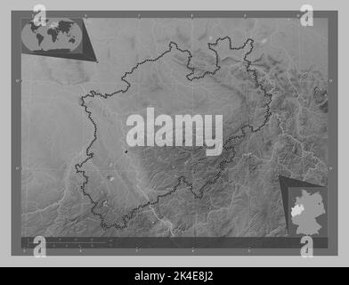 Nordrhein-Westfalen, state of Germany. Grayscale elevation map with ...
