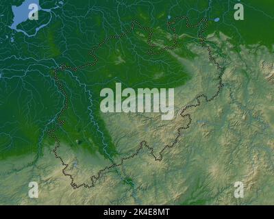 Nordrhein-Westfalen, state of Germany. Colored elevation map with lakes ...