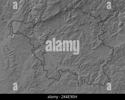 Saarland, state of Germany. Grayscale elevation map with lakes and ...