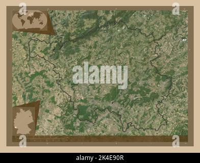 Saarland, state of Germany. Low resolution satellite map Stock Photo ...