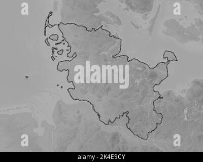 Schleswig-Holstein, state of Germany. Grayscale elevation map with ...