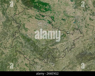 Thuringen, state of Germany. Low resolution satellite map. Locations ...