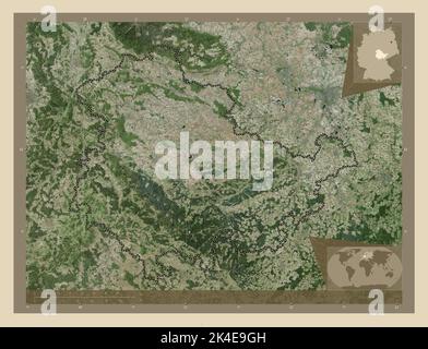 Thuringen, state of Germany. High resolution satellite map. Locations ...