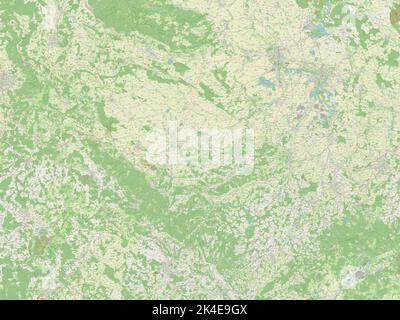 Thuringen, state of Germany. Open Street Map. Locations of major cities ...