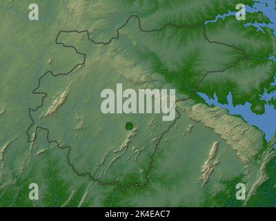 Ashanti, region of Ghana. Elevation map colored in sepia tones with ...