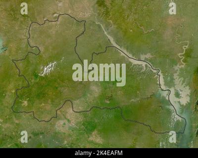 Bono East, region of Ghana. Low resolution satellite map. Locations and ...
