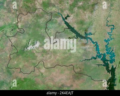 Bono East, region of Ghana. High resolution satellite map. Corner ...