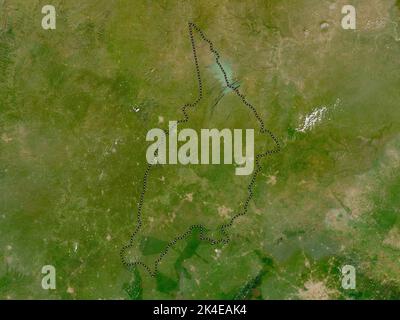 Bono, region of Ghana. Low resolution satellite map. Locations and ...