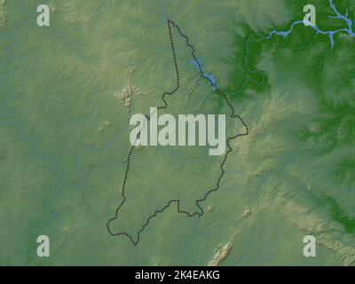 Bono, region of Ghana. Colored elevation map with lakes and rivers ...