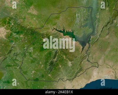Eastern, region of Ghana. Low resolution satellite map. Locations and ...