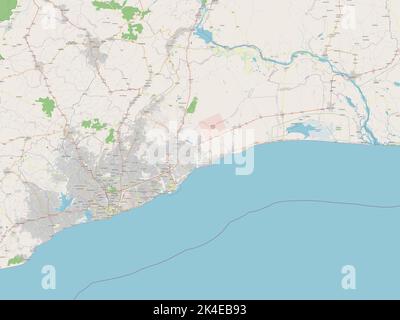 Greater Accra, region of Ghana. Open Street Map. Locations and names of ...