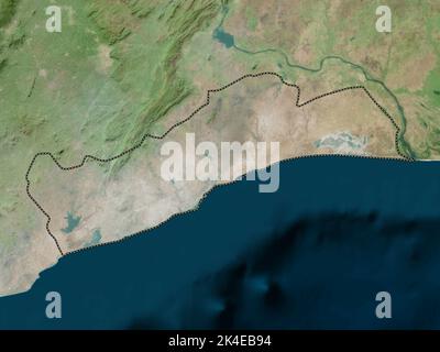 Greater Accra, region of Ghana. High resolution satellite map. Corner ...