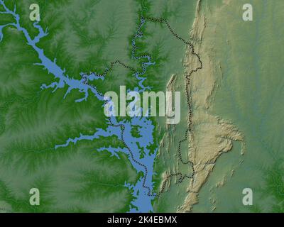 Oti, region of Ghana. Elevation map colored in wiki style with lakes ...