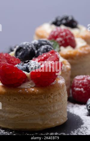 vol au vent with Mixed berry on a slate Stock Photo - Alamy