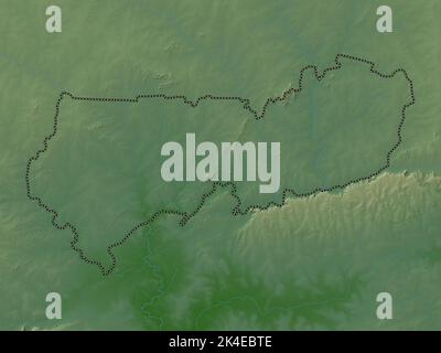 Upper East, region of Ghana. Colored elevation map with lakes and ...