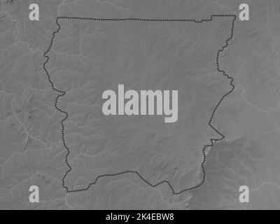 Upper West, region of Ghana. Grayscale elevation map with lakes and ...