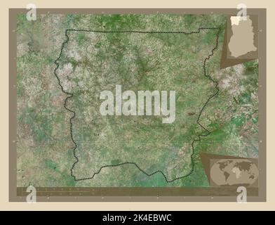 Upper West, region of Ghana. High resolution satellite map. Locations ...