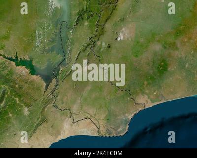 Volta, region of Ghana. Low resolution satellite map. Locations of ...