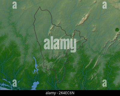 Western, region of Ghana. Colored elevation map with lakes and rivers ...