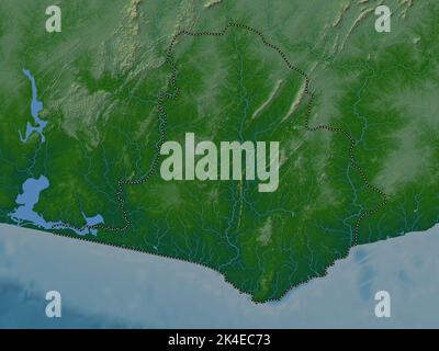 Western, region of Ghana. Elevation map colored in wiki style with ...