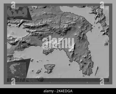 Athens, decentralized administration of Greece. Bilevel elevation map ...