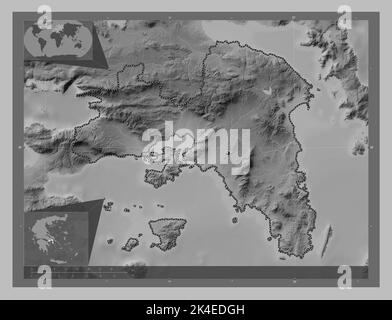 Athens, decentralized administration of Greece. Grayscale elevation map ...