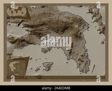 Athens, decentralized administration of Greece. Colored elevation map ...