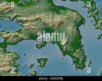 Athens, decentralized administration of Greece. Colored elevation map ...