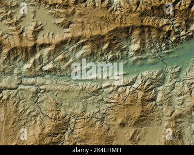 El Progreso, department of Guatemala. Colored elevation map with lakes ...