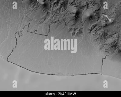 Escuintla, department of Guatemala. Elevation map colored in sepia ...