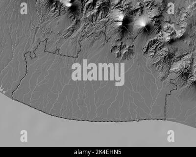 Escuintla, department of Guatemala. Elevation map colored in sepia ...