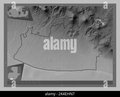 Escuintla, department of Guatemala. Elevation map colored in sepia ...
