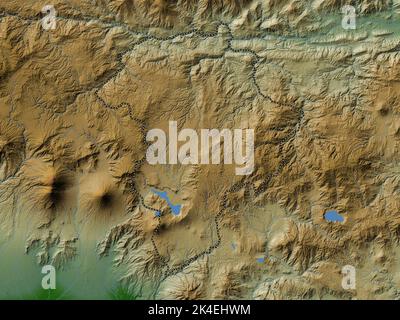 Guatemala, department of Guatemala. Elevation map colored in sepia ...