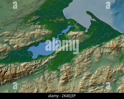 Izabal, department of Guatemala. Colored elevation map with lakes and ...