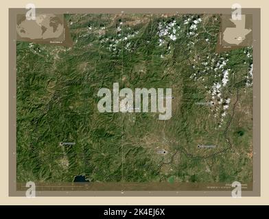 Jalapa, department of Guatemala. High resolution satellite map. Corner ...