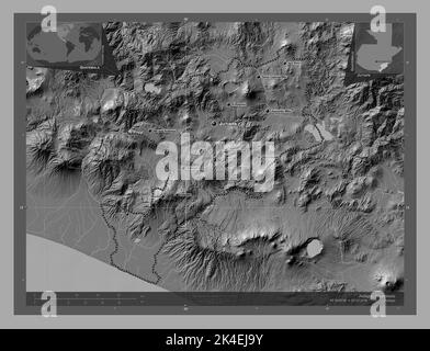 Jutiapa, department of Guatemala. Bilevel elevation map with lakes and ...