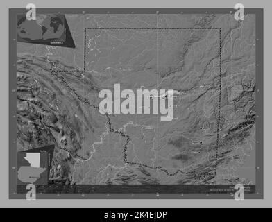 Peten, department of Guatemala. Bilevel elevation map with lakes and ...
