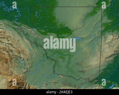 Peten, department of Guatemala. Colored elevation map with lakes and ...