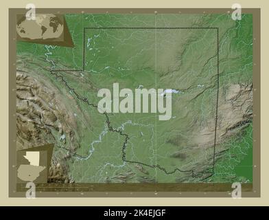Peten, department of Guatemala. Colored elevation map with lakes and ...