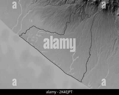 Retalhuleu, department of Guatemala. Grayscale elevation map with lakes ...