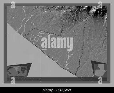 Retalhuleu, department of Guatemala. Bilevel elevation map with lakes ...
