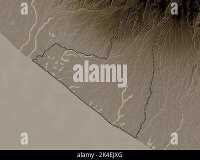 Retalhuleu, department of Guatemala. Colored elevation map with lakes ...
