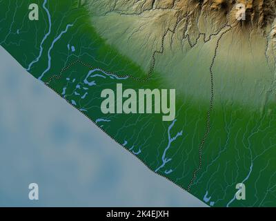 Retalhuleu, department of Guatemala. Elevation map colored in sepia ...