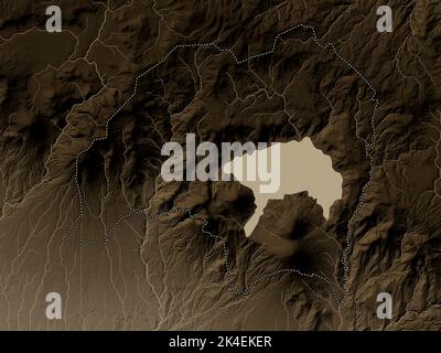 Solola, department of Guatemala. Colored elevation map with lakes and ...
