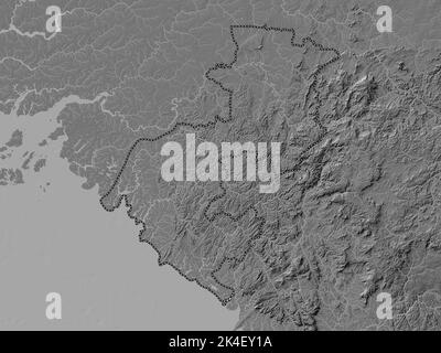 Boke, region of Guinea. Elevation map colored in wiki style with lakes ...