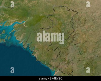 Boke, region of Guinea. Low resolution satellite map. Locations of ...